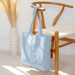 VANDEL Corduroy Tote Bag for Women and Men with Zipper and Inner Pockets. Blue Zipper Tote Bag, Cute Tote Bag Aesthetic