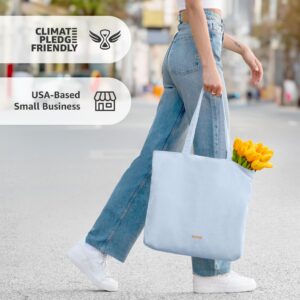 VANDEL Corduroy Tote Bag for Women and Men with Zipper and Inner Pockets. Blue Zipper Tote Bag, Cute Tote Bag Aesthetic