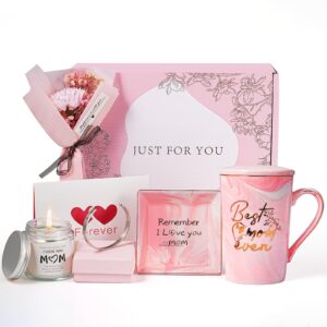 dardeor christmas gifts baskets for mom, best mom ever coffee mug, birthday gifts for mom, birthday gifts set for mom from kids, mother's day gifts boxes for mom (pink)