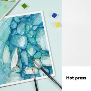 Watercolor Paper Block,Lightwish Hot Press Artist Watercolor Sketchbook,100% cotton/Acid-free,20 Sheets,10.63 * 7.48Inches 140lb/300gsm,Art Supplies for Adults, Artists, Students