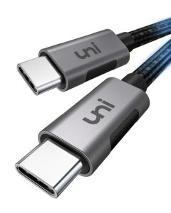 uni 100w usb c to usb c cable 6.6ft, usbc to usbc cable pd fast charging cable, usb c charger cable (5a 20v) compatible with samsung galaxy s24, iphone15/pro/plus/promax, macbook air/pro, ipad pro