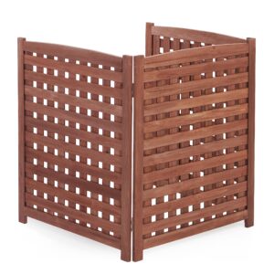 air conditioner fence screen outside, cedar privacy fence 3 panels to hide ac & trash enclosure, 32"w x 38"h