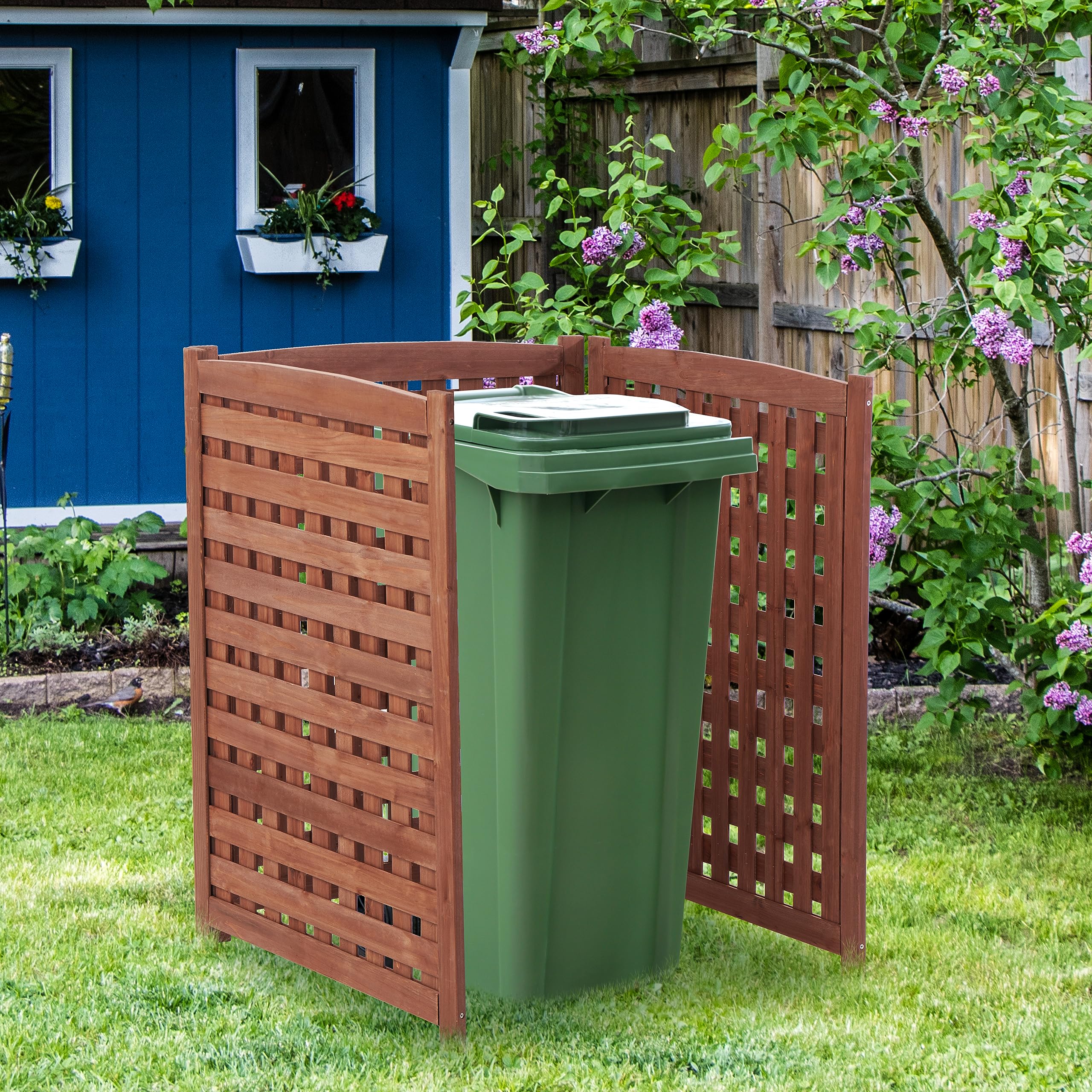 Air Conditioner Fence Screen Outside, Cedar Privacy Fence 3 Panels to Hide AC & Trash Enclosure, 32"W x 38"H