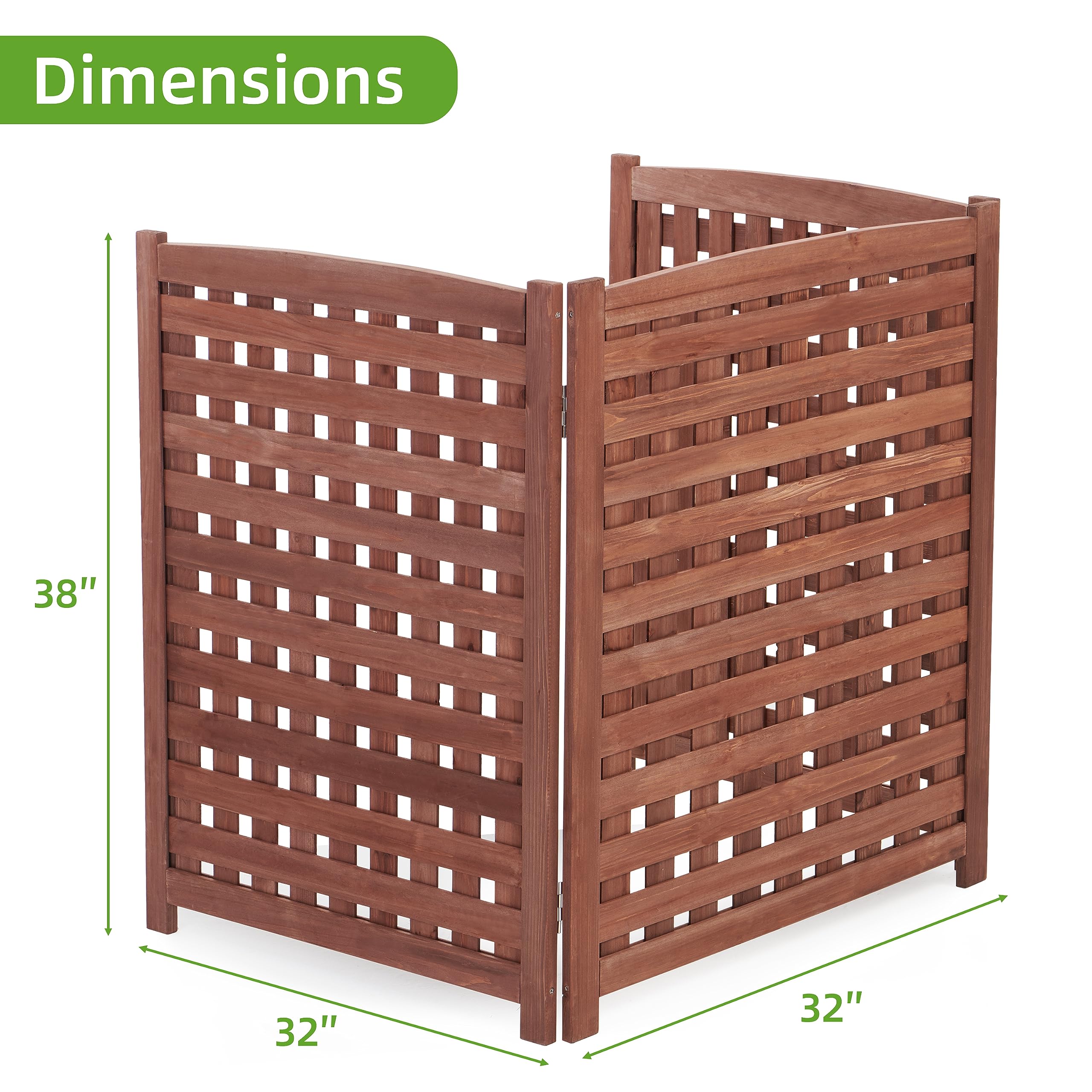 Air Conditioner Fence Screen Outside, Cedar Privacy Fence 3 Panels to Hide AC & Trash Enclosure, 32"W x 38"H