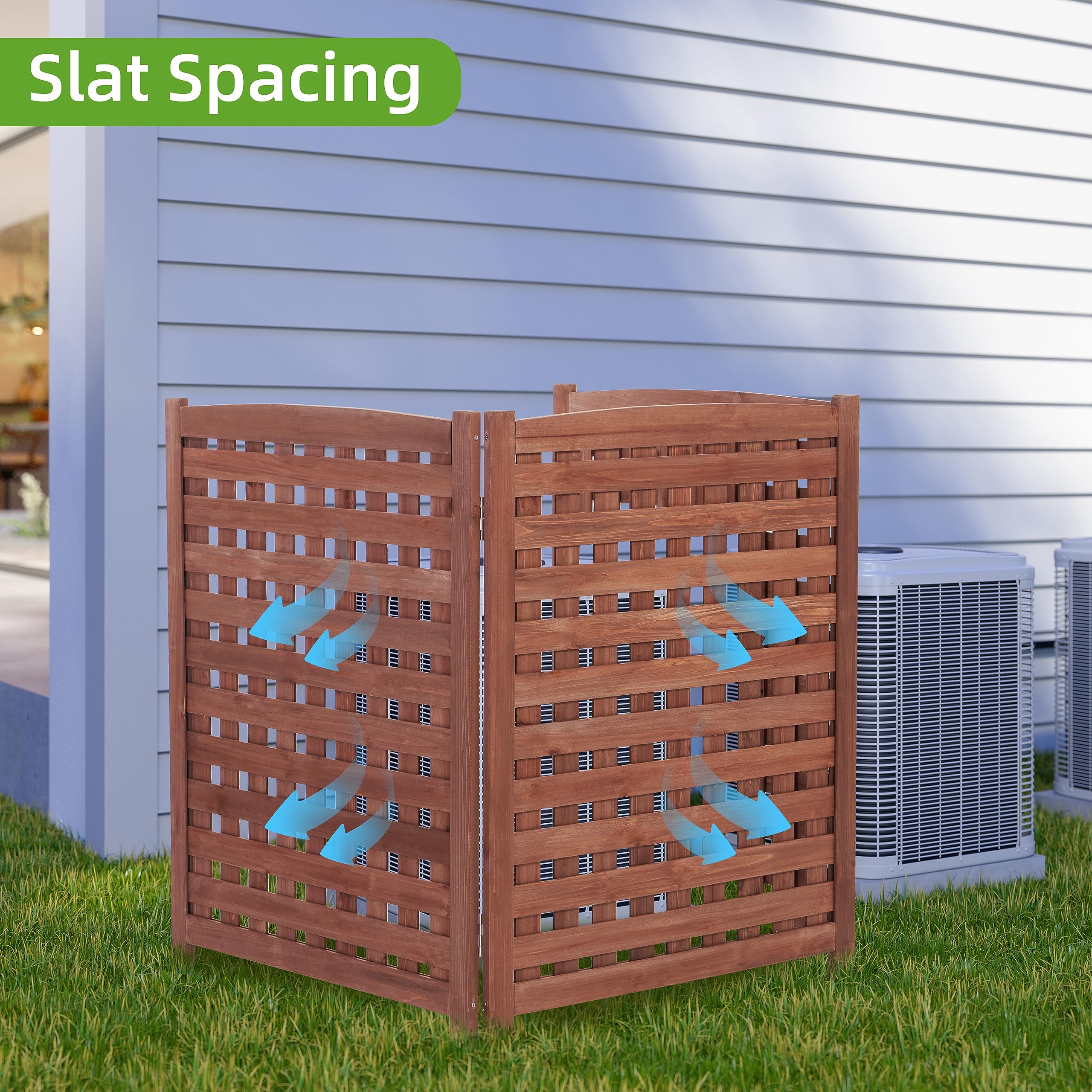 Air Conditioner Fence Screen Outside, Cedar Privacy Fence 3 Panels to Hide AC & Trash Enclosure, 32"W x 38"H