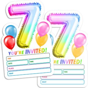 yangmics direct rainbow holographic invitation cards 7th birthday party for kids girls boys 30 invites with 30 envelopes 4x6 inches