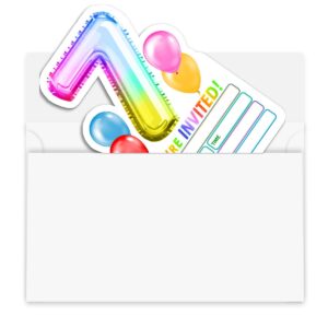 Yangmics Direct Rainbow Holographic Invitation Cards 7th Birthday Party for Kids Girls Boys 30 invites with 30 Envelopes 4x6 inches