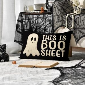 AACORS Halloween Pillow Cover 12X20 Inch Ghost Funny Halloween Saying Decoration Holiday Farmhouse Pillow Case Decor for Home Sofa Couch Indoor Outdoor AA188-12