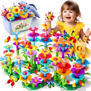 184pcs flower garden building toys for girls 3 4 5 6 7 year old, upgrade diy building stacking toys, stem preschool educational toddler toys brain development kindergarten kids toy