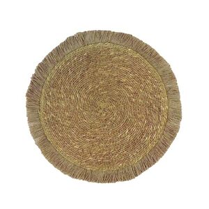 trunkin usa jute fringed edge placemat size: 14" round set of 2/4 color: natural