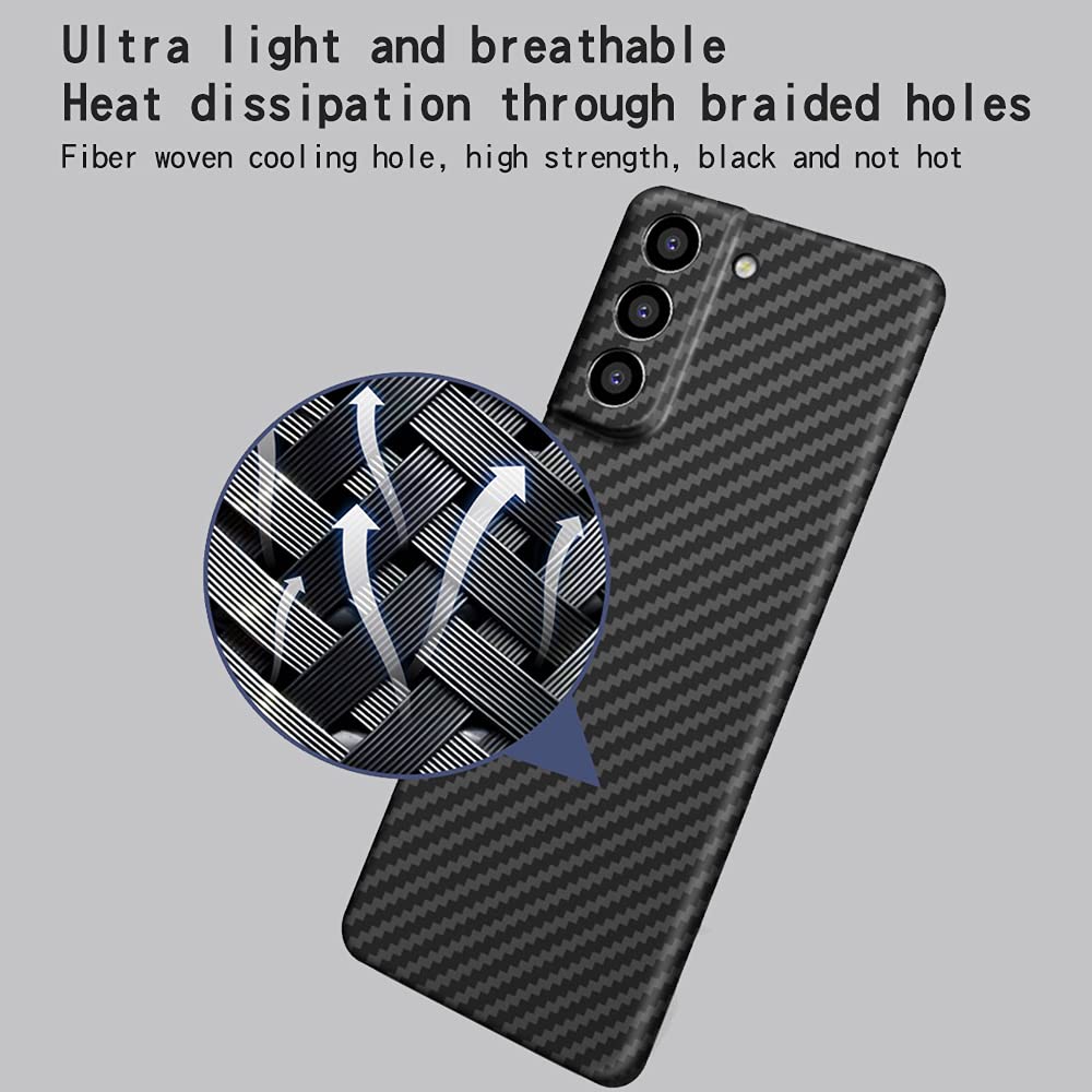 RIZZ Carbon Fiber Case for Samsung Galaxy S22 Plus 5g [3D Texture Hand Feel] Slim Thin Real Aramid Fiber S22+ Phone Cover Military-grade Fall Protection (for S22 Plus)