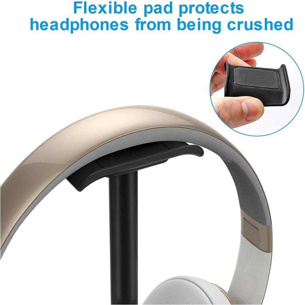 Deear Headphone Stand Gaming Headset Holder Universal Aluminum Metal Headphone Holder Hanger with Aluminum Supporting Bar Flexible Headrest ABS Solid Base for All Headphone,White