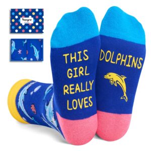 happypop crazy silly funny socks for kids, girls childrens socks, dolphin gifts ocean marine gifts, animal lover gifts, dolphin socks animal ocean socks