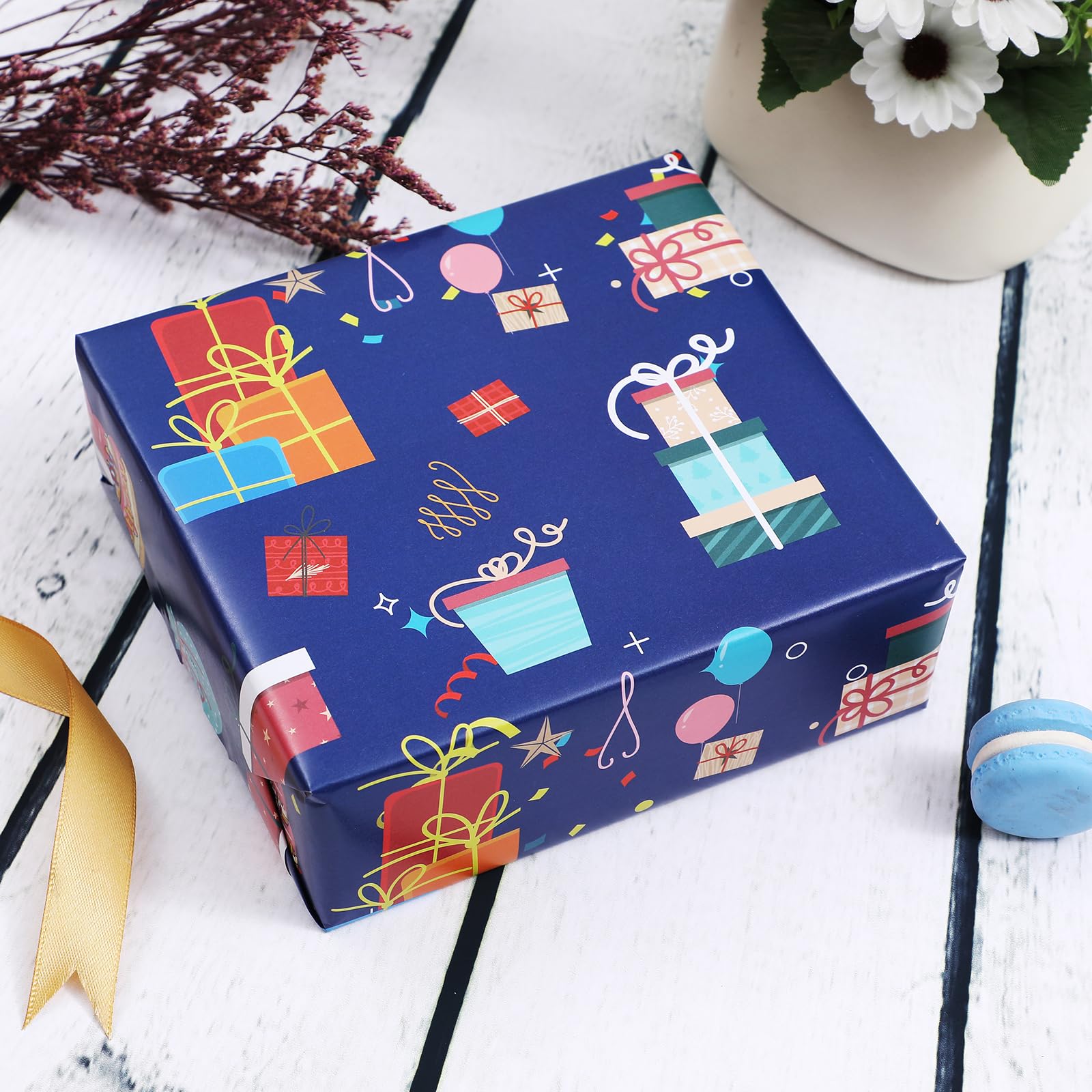 PlandRichW Birthday Wrapping Paper 12 sheets Folded Happy Birthday Gift Wrapping Paper for Kids Boys Girls Men Women Baby 4 Style Colorful Birthday Greeting Gift Wrap Paper 20 X 29 Inches