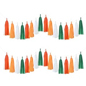 Mefuny 20Pcs Little Cutie Baby Shower Party Tassel Garland Tissue Paper Tassels Banner DIY Kit Orange Green White Tassel Banner Tangerine Citrus Themed Party Decoration Supplies