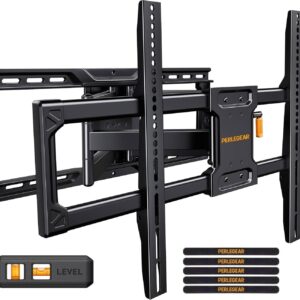 Perlegear UL-Listed Full Motion TV Wall Mount for 42–90 Inch TVs up to 150 lbs, Pre-Assembled TV Mount with Tool-Free Tilt, Swivel, Extension, Max VESA 600 x 400mm, 12″/16″/18″/24″ Wood Studs, PGLF16