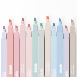 gotideal aesthetic cute pastel highlighters set, 12 pack no bleed bible highlighters with soft chisel tip for office journal, school study accessory supplies