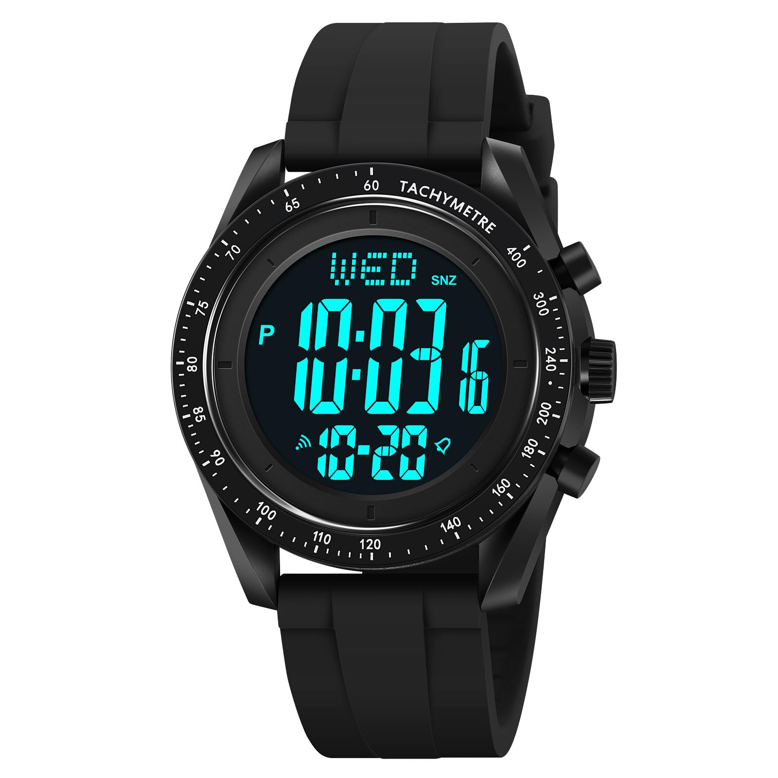 CakCity Digital Sports Watch for Men and Women, Waterproof Stopwatch with ， LED Screen Multifunction Outdoor Unisex Wristwatch - Silicone Strap