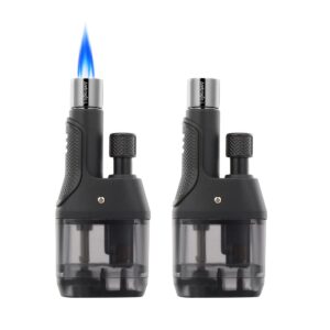 ambrogio.l jet torch lighter 2 packs,jet flame butane lighters refillable butane gas lighter windproof adjustable lighter gift for christmas (gas not included)