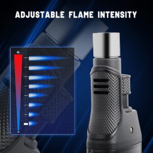 Ambrogio.L Jet Torch Lighter 2 Packs,Jet Flame Butane Lighters Refillable Butane Gas Lighter Windproof Adjustable Lighter Gift for Christmas (Gas not included)