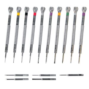 10pcs precision slotted and watch screwdriver set different sizes with 5 extra replace blades watchmaker screwdriver tools for watch,jewelry,eyeglass