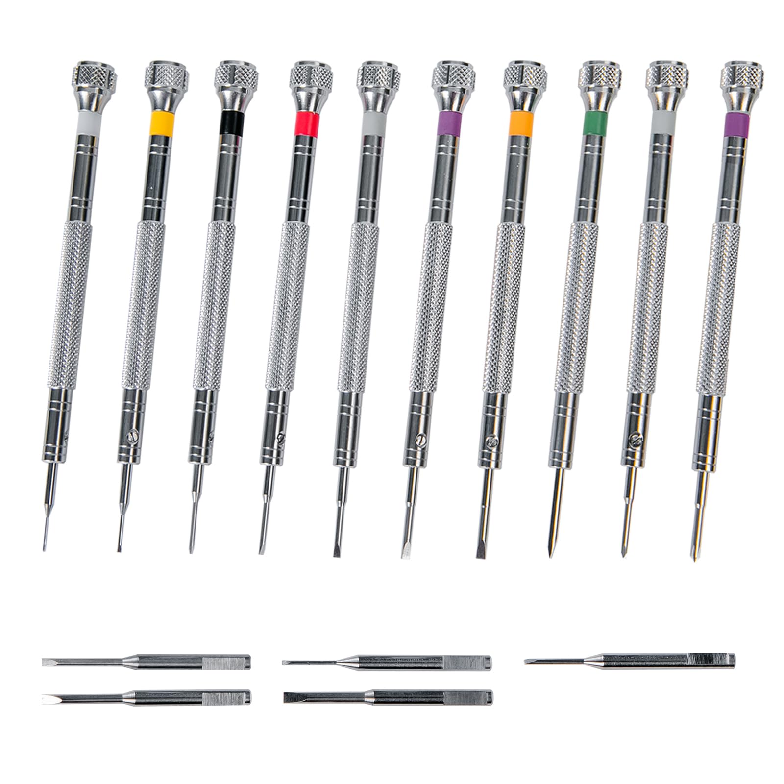 10pcs Precision Slotted and Watch Screwdriver Set Different Sizes With 5 Extra Replace Blades Watchmaker Screwdriver Tools for Watch,Jewelry,Eyeglass