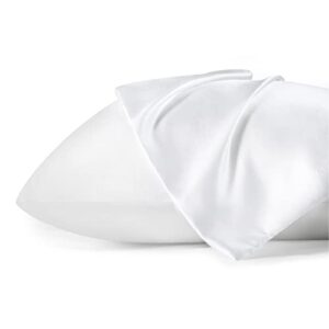 bedsure satin pillowcase for hair and skin - white king size pillow cases set of 2, similar to silk pillow cases, silky & soft satin pillow case covers with zipper, gifts for her or him, 20x36 inches