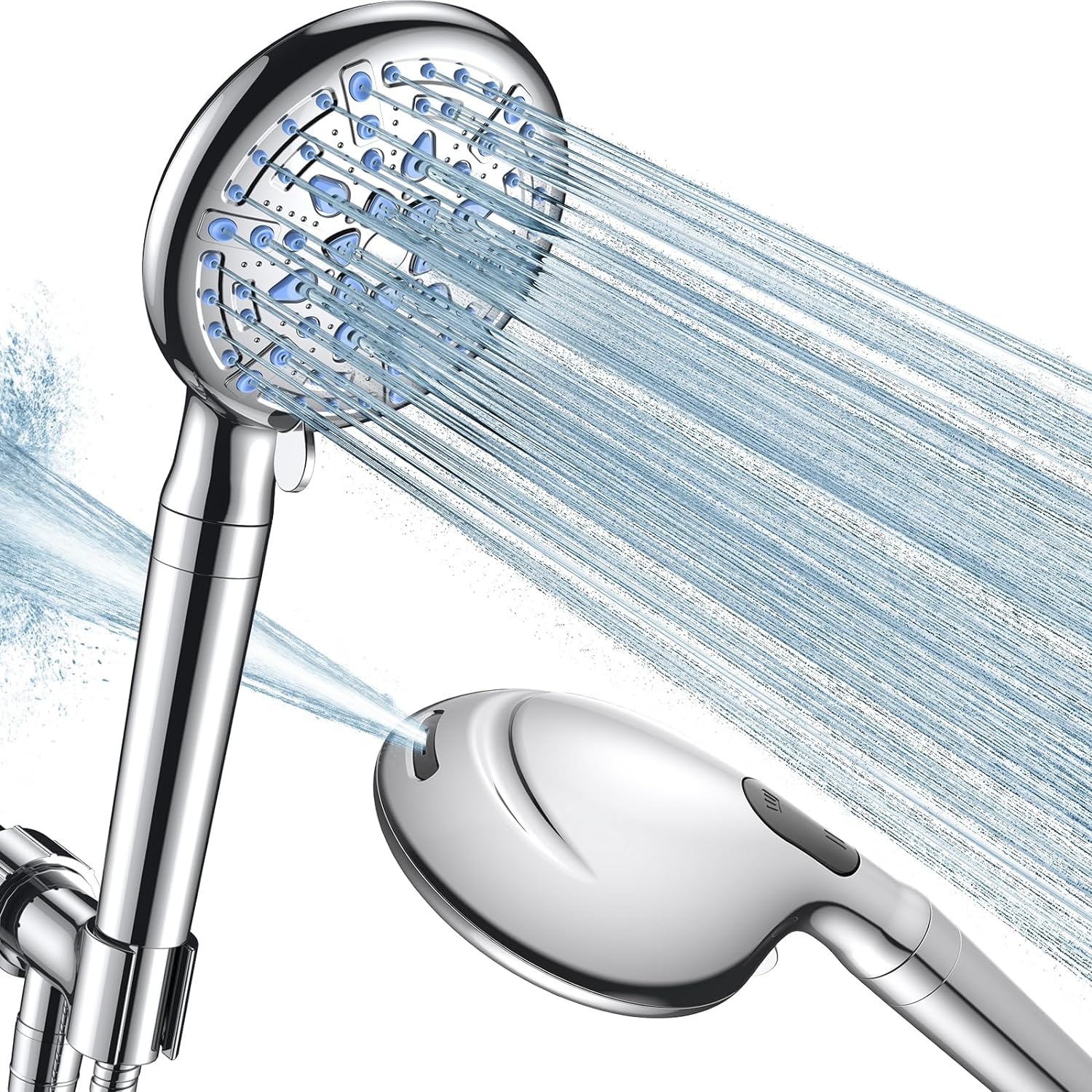 Veken Shower Head with Handheld, 9 Spray Modes Showerhead, High Pressure Water Flow, Multi Sprayer Function Rainfall, Extra 70'' Long Hose Extension, Adjustable Rain Heads Chrome