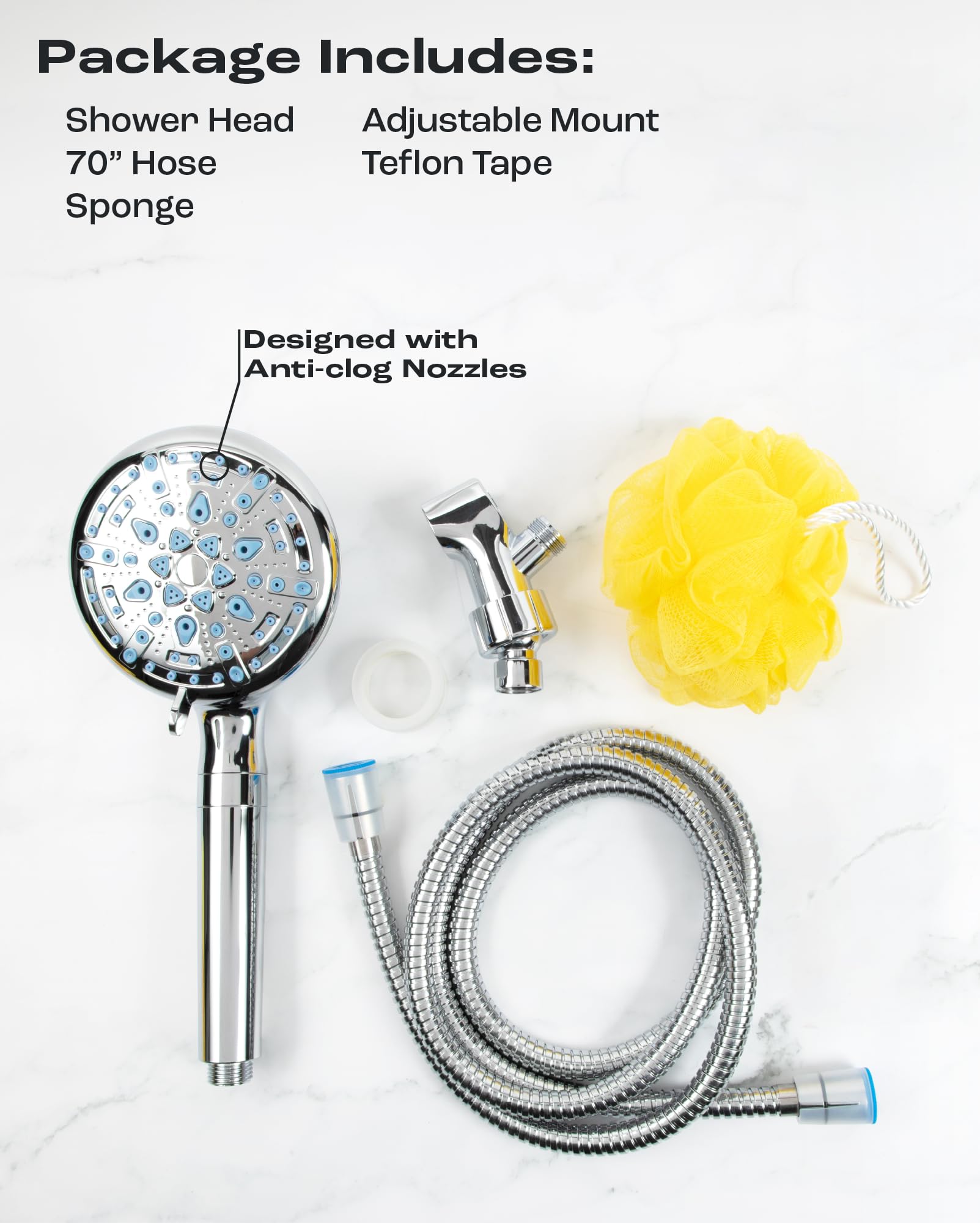 Veken Shower Head with Handheld, 9 Spray Modes Showerhead, High Pressure Water Flow, Multi Sprayer Function Rainfall, Extra 70'' Long Hose Extension, Adjustable Rain Heads Chrome