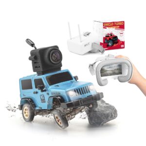 sniclo 1:64 scale jeep wrangler remote control car off-road series,rc car with camera and fpv goggles,30 minutes of use in fpv mode(3010-blue)