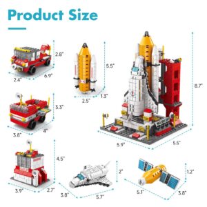 Nimpark Space Exploration Shuttle Building Set - Compatible with Major Brands, 6-in-1 Aerospace MOC Model Toys with Launch Control Center for 6 7 8 9 10 11 12 Year Old Kids, Boys & Girls (1000 Pcs)