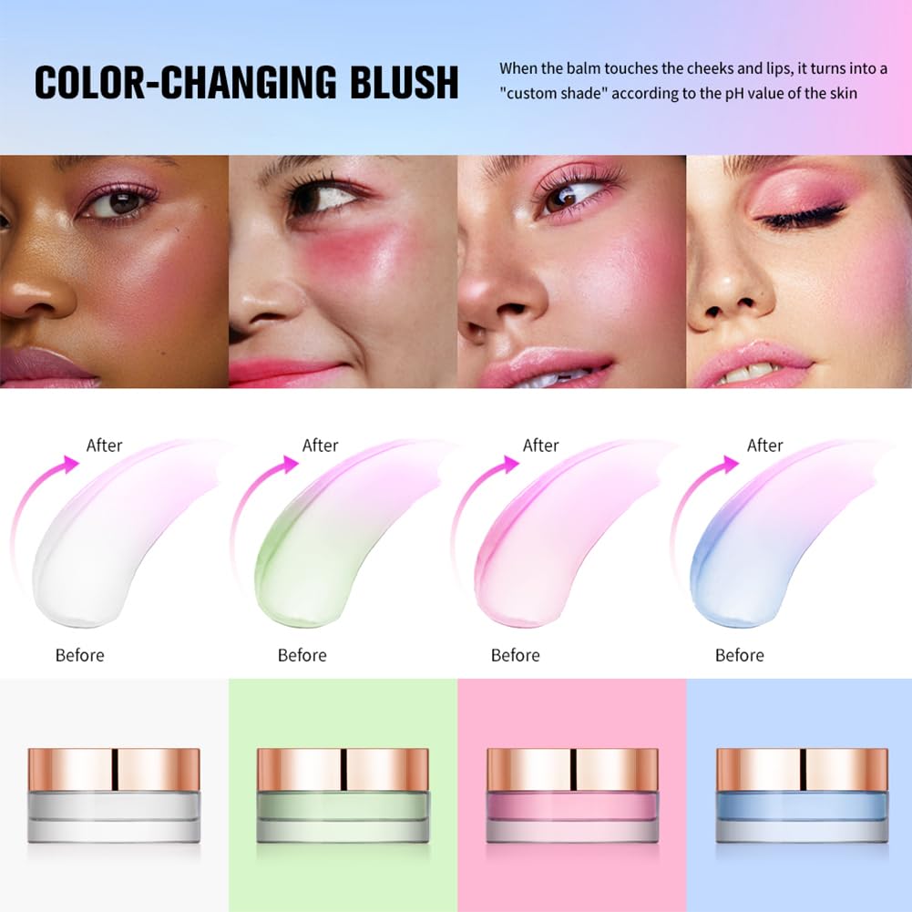 Color Changing Blush, Clear Liquid Blush Gel for Cheeks & Lips, Natural-Looking, Moisturizing Glossy Shiny 0.18 OZ/ 5g - 01 Clean