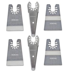 hemunc 6pcs oscillating tool scraper blades universal fit multitool scraper blades, compatible with dewalt dremel rockwell makita bosch fein multimaster milwaukee porter cable ridgid ryobi