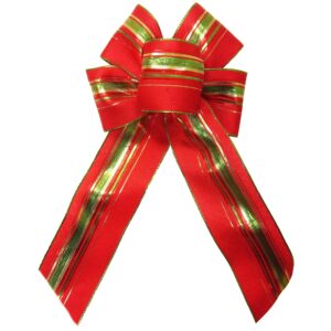 6" festive deco red christmas wreath bows by alpine holiday bows - bold colorful christmas bows for decorating & crafts