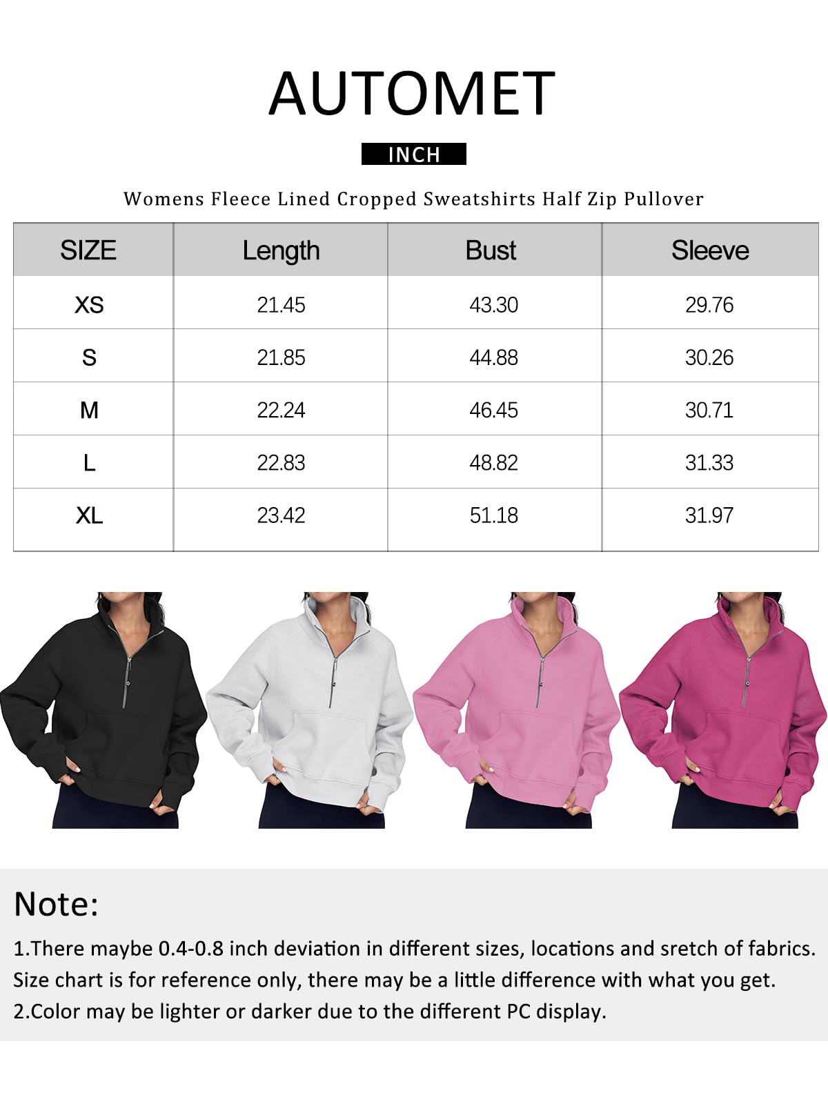 AUTOMET Fall Half Zip Pullover Womens Sweatshirts Cropped Quarter Zipper Oversized Hoodies Sweater 2024 Fashion Outfits Clothes