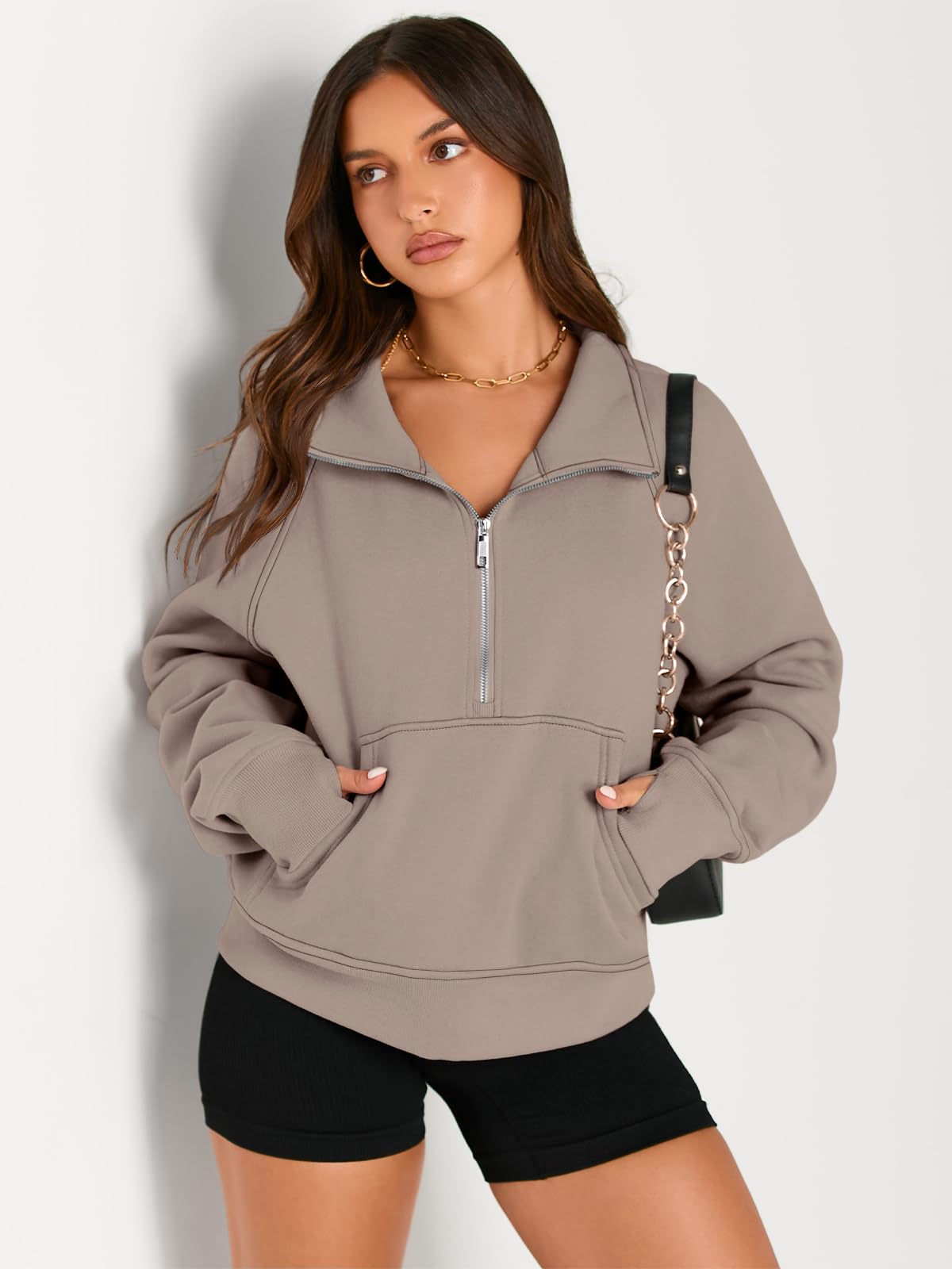 AUTOMET Fall Half Zip Pullover Womens Sweatshirts Cropped Quarter Zipper Oversized Hoodies Sweater 2024 Fashion Outfits Clothes