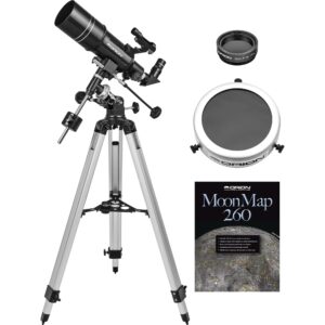 orion observer 80st eq refractor sun and moon kit with solar (sun) filter and moon filter