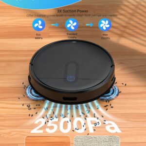 DOITION L100 Robot Vacuum Cleaner with Smart Navigation, 2500 Pa Suction, Powerful Robotic Vacuum for Pet Hair, Hard Floor, Carpet, Auto-Recharge, APP Control, Voice Control