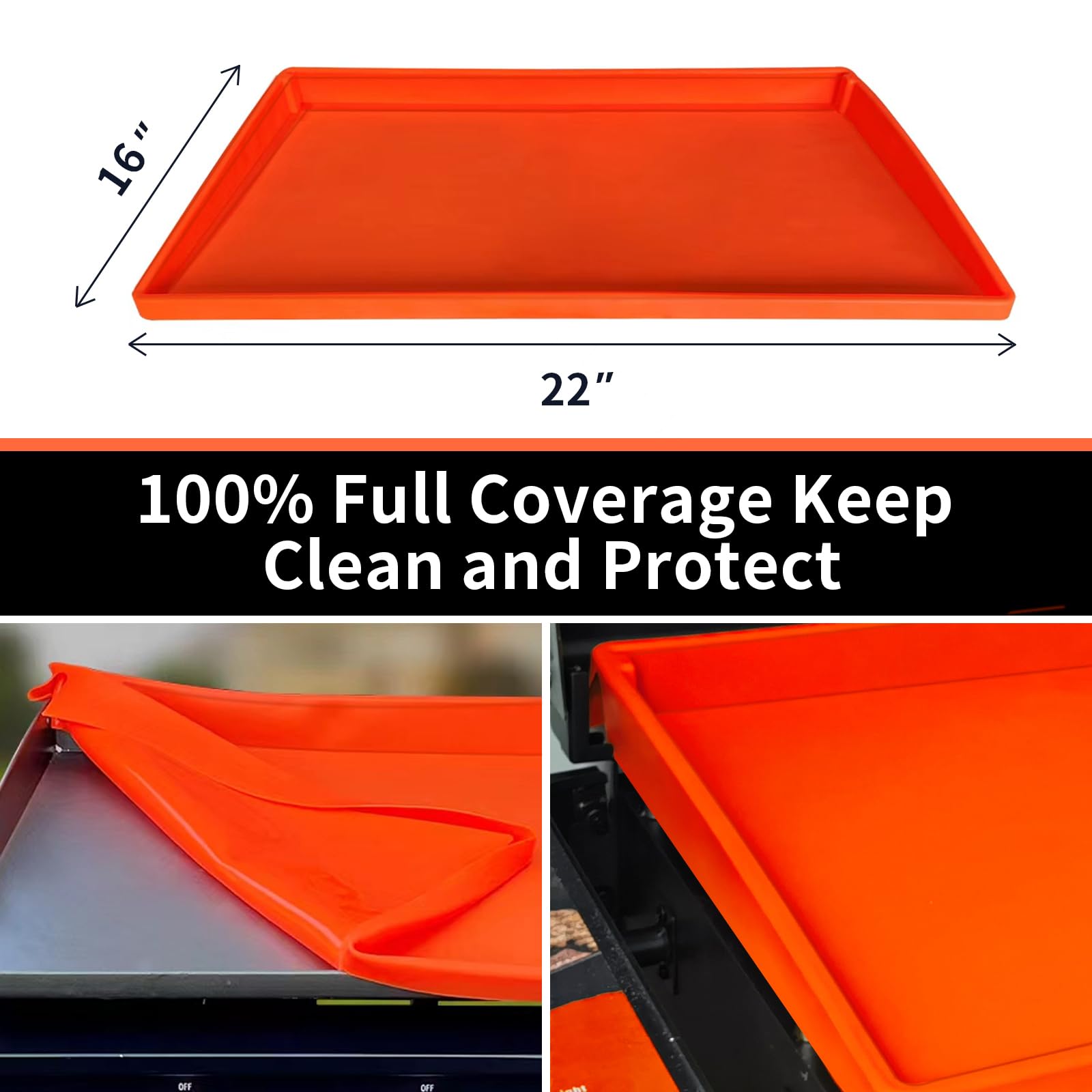 Wrpaulk 22" Silicone Griddle Mat Cover for Blackstone,Full Coverage Food Grade Griddle Grill Mat,Protects Grill Year-Round from anmial,Debris and Rust,Color:Orange