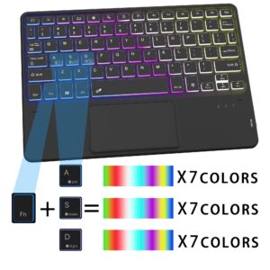 for Samsung Galaxy Tab S9 FE+/S9+ 12.4" Keyboard Case: 3 Zone 7 Colors Backlit Trackpad Keyboard for 12.4 inch Galaxy Tab S9 Plus/S9 FE Plus - Detachable Smart Touchpad Keyboard Folio Tablet Cover