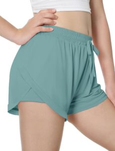 exarus girls athletic shorts running 2 in 1 cheer track workout with pockets sports dolphin for kids green 8y