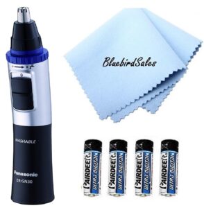 bluebirdsales panasonic men's cordless wet/dry electric razor bundle: er-gn30-k nose & facial hair trimmer + 4aa batteries deluxe cleaning cloth