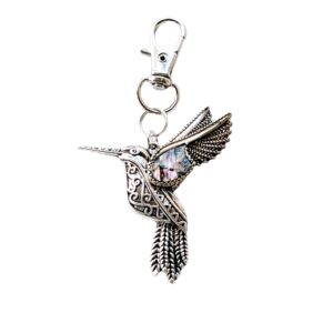 hummingbird zipper pull charm for purses, cute abalone bird backpack charms, unique custom handbag jewelry, personalized zipper charms, camera bag charms, cool keychain charm