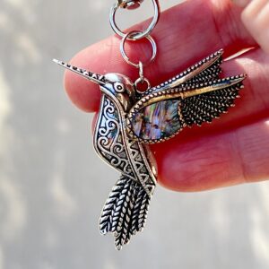 Hummingbird Zipper Pull Charm for Purses, Cute Abalone Bird Backpack Charms, Unique Custom Handbag Jewelry, Personalized Zipper Charms, Camera Bag Charms, Cool Keychain Charm