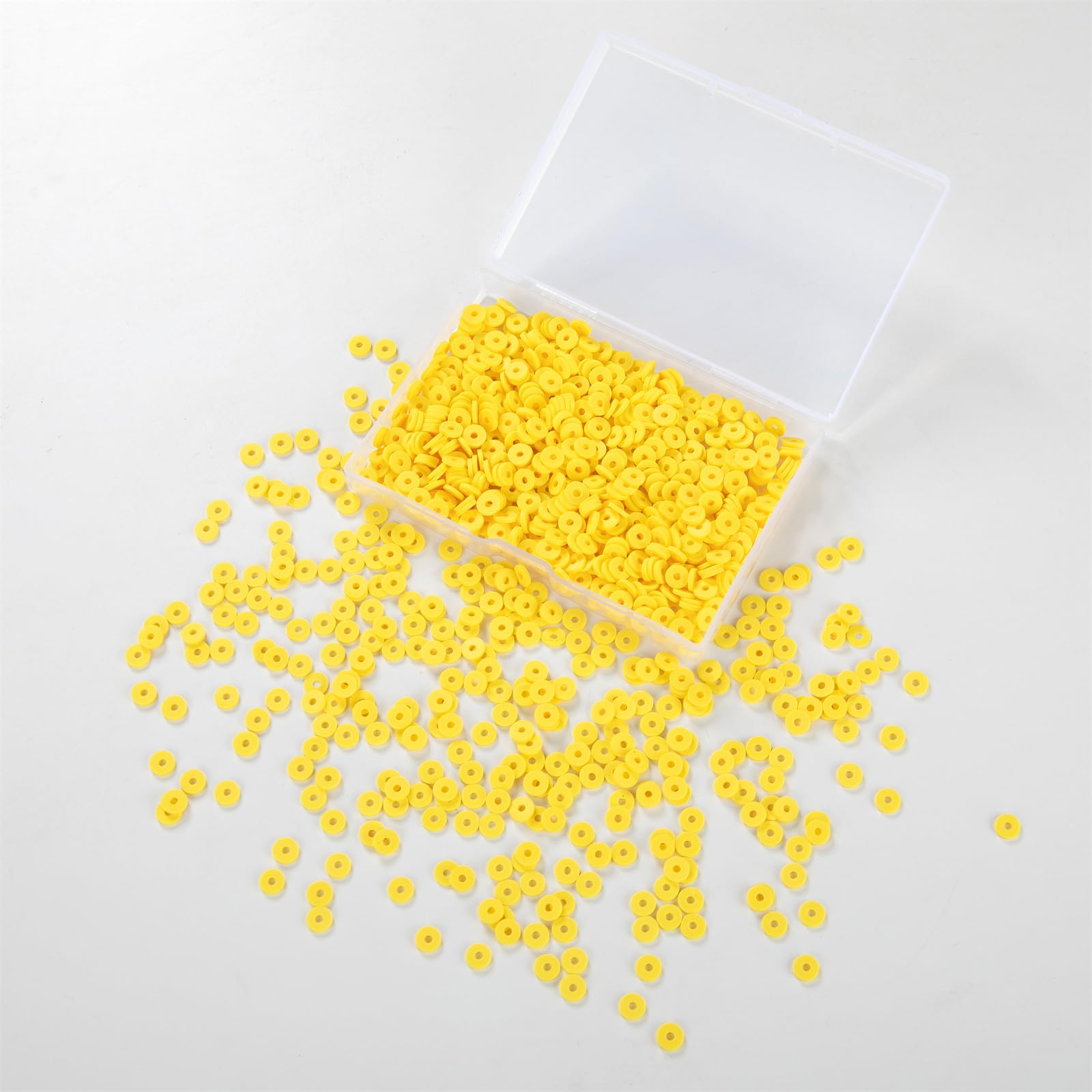 1000pcs 6mm Clay Beads with Box Package Yellow Polymer Clay Beads for Bracelets Necklace Jewelry Making (Yellow)