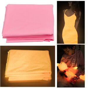 glow in the dark fabric,glow fabric for sewing clothes,luminous polyester fabric for lighted fabric for clothes,decorations, diy craft supplies and other uses (35'' x 57'') (pink)