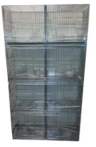 lot of galvanized zinc plated stackable breeder bird flight cage with removable center divider and breeding nest doors (galvanized zinc, 26.5"x11"x15"h lot of 4)