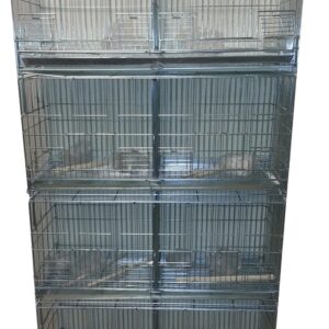 LOT of Galvanized Zinc Plated Stackable Breeder Bird Flight Cage with Removable Center Divider and Breeding Nest Doors (Galvanized Zinc, 26.5"x11"x15"H Lot of 4)