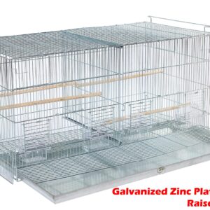 LOT of Galvanized Zinc Plated Stackable Breeder Bird Flight Cage with Removable Center Divider and Breeding Nest Doors (Galvanized Zinc, 26.5"x11"x15"H Lot of 4)