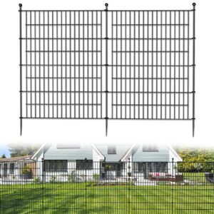 5 panels no dig decorative outdoor garden fence for yard, 40 in(h) x 11.8 ft(l) animal barrier fencing rustproof metal wire panel border for dog, rabbits, and patio temporary ground stakes